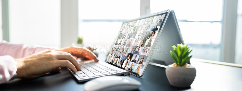 Online Video Conference and Digital Webinar Stock Photo - Image of ...