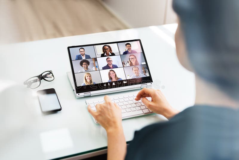 Online Video Conference Interview Call Stock Image - Image of chat ...