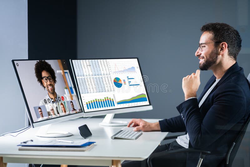 Online Video Conference Interview Meeting Stock Image - Image of ...