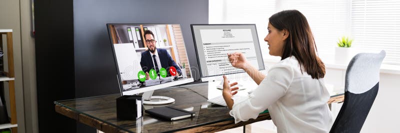 Online Video Conference Interview Meeting Stock Image - Image of ...