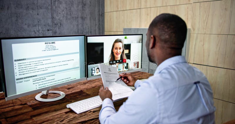 Online Video Conference Job Interview Meeting Stock Photo - Image of ...