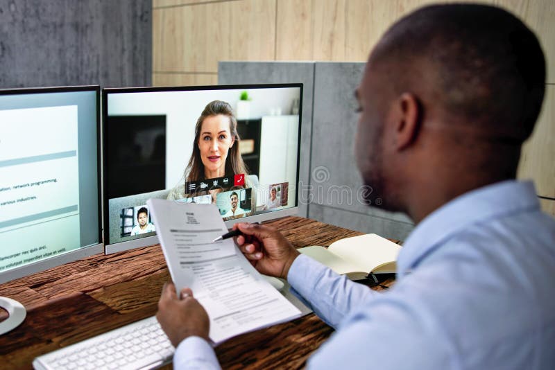 Online Video Conference Job Interview Meeting Stock Photo - Image of ...