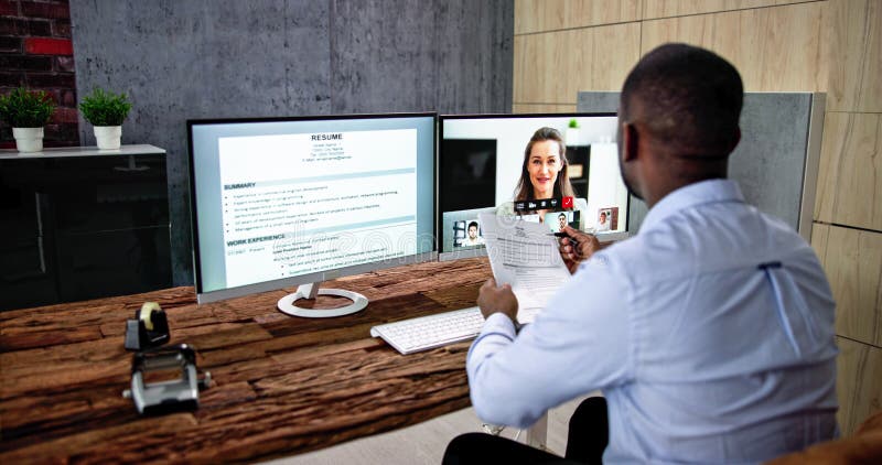 Online Video Conference Job Interview Meeting Stock Image - Image of ...