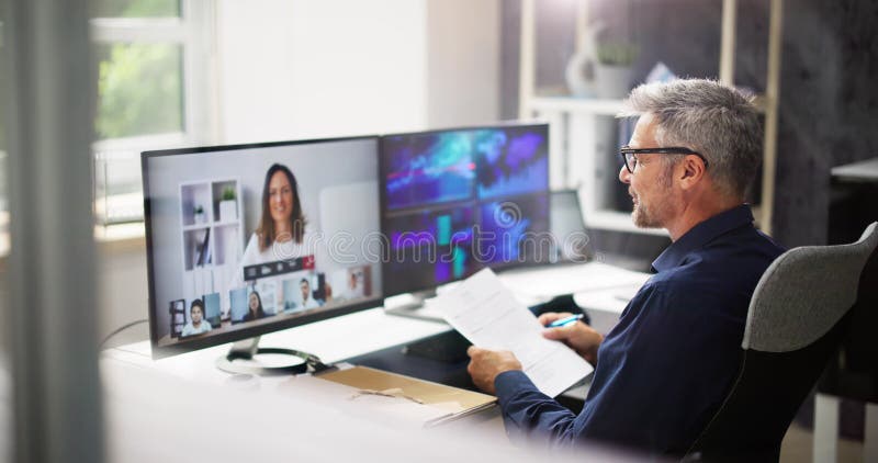 Online Video Conference Job Interview Meeting Stock Image - Image of ...