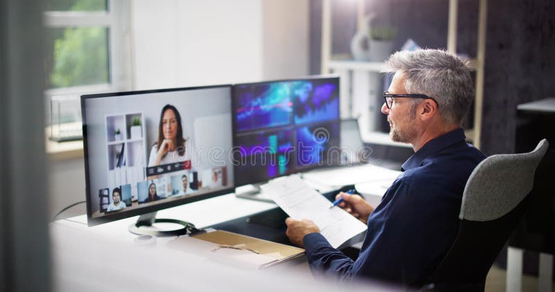 Online Video Conference Job Interview Meeting Stock Photo - Image of ...