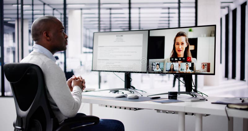 Online Video Conference Job Interview Meeting Stock Photo - Image of ...