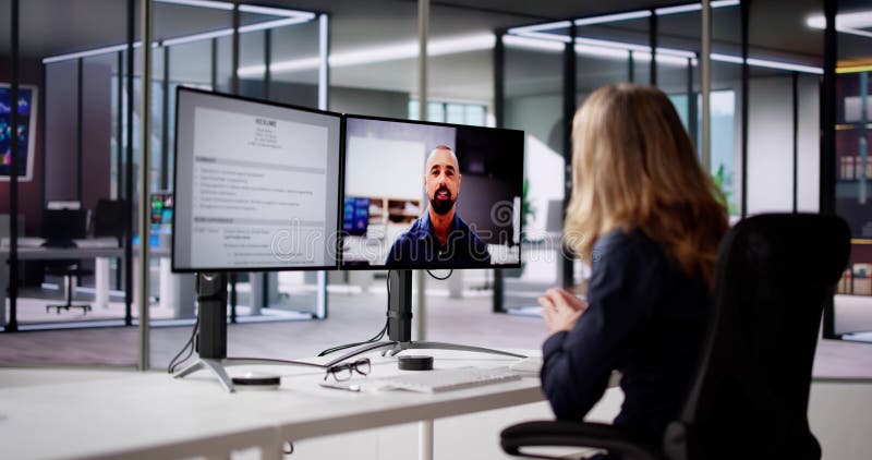 Online Video Conference Job Interview Meeting Stock Image - Image of ...