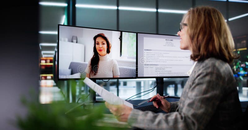 Online Video Conference Job Interview Meeting Stock Image - Image of ...
