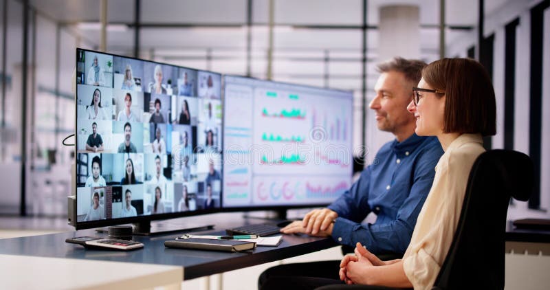 Remote Conference Webinar and KPI Dashboard Chart Stock Image - Image ...