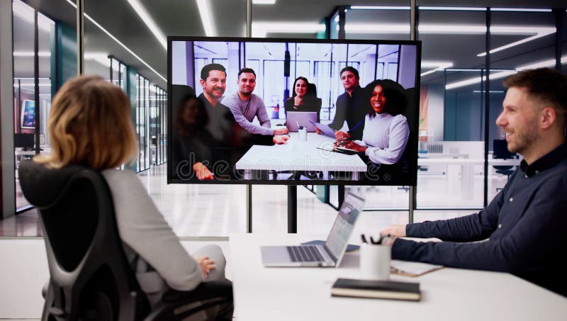 Online Video Conference Meeting on Computer Stock Image - Image of ...