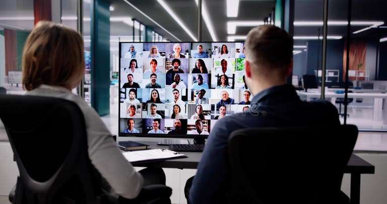 Online Video Conference Meeting on Computer Stock Image - Image of ...