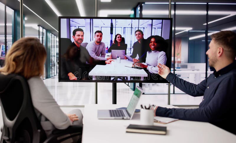 Online Video Conference Meeting on Computer Stock Photo - Image of ...