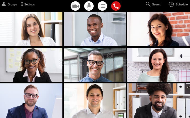 Online Video Conference Meeting Group Call Stock Photo - Image of video ...