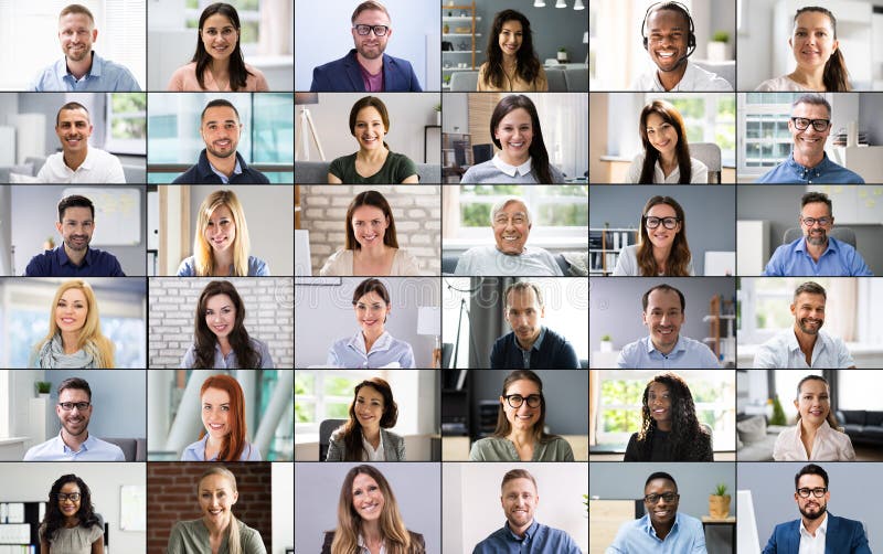 Online Video Conference Meeting Group Call Stock Photo - Image of mixed ...