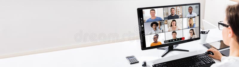 Online Video Conference Web Call Stock Photo - Image of virtual, meet ...