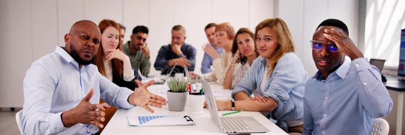 Online Video Conference Webinar Angry People Arguing Stock Image ...