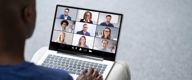 Online Video Conference Webinar on Computer Stock Photo - Image of ...