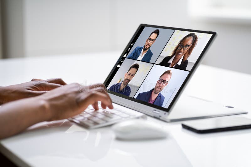 Online Video Conference Work Call Stock Photo - Image of remote, home ...