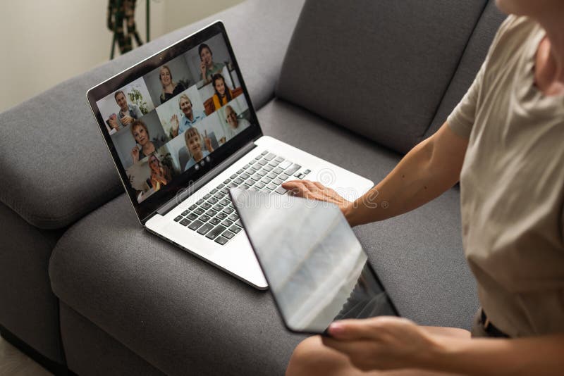 Online Video Conference Work Call or Webinar Stock Image - Image of ...