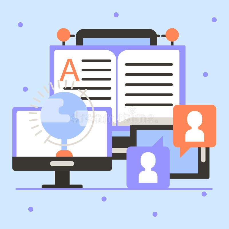 Online Video Education, Student Training in Computer, Vector ...