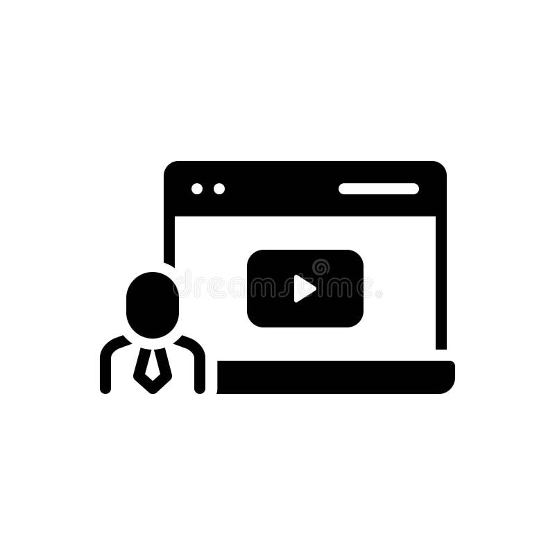 Black Solid Icon for Online Video, Online and User Stock Illustration ...
