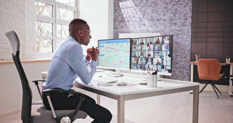 Online Video Interview stock photo. Image of monitor - 272935796