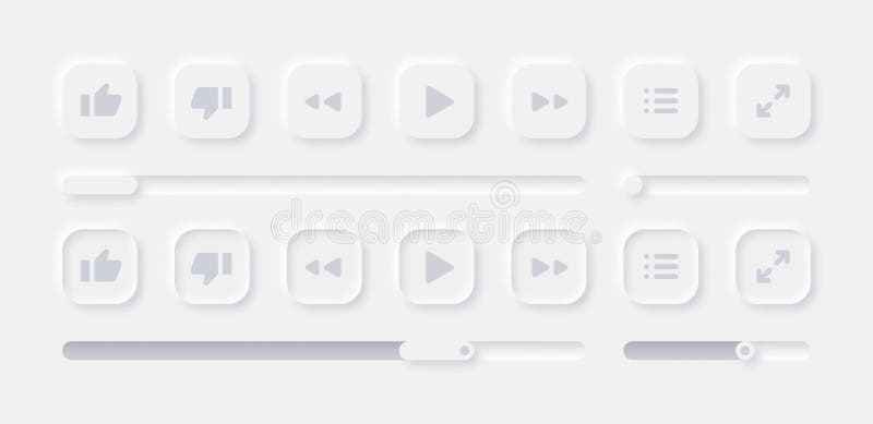 Online Video Media Player UI Neumorphism Light Components Vector Design ...