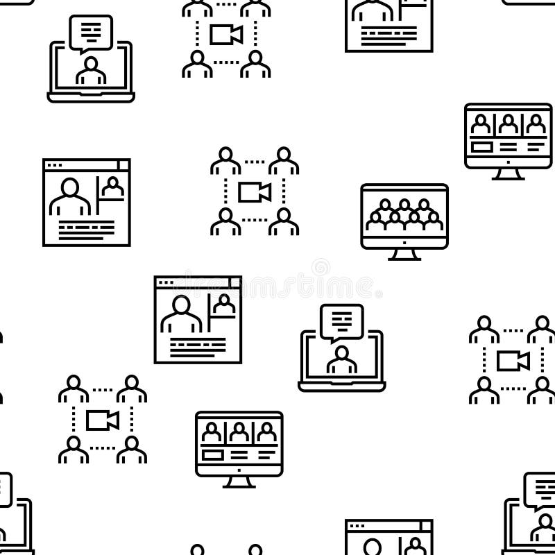 Online Video Meeting Vector Seamless Pattern Stock Illustration ...