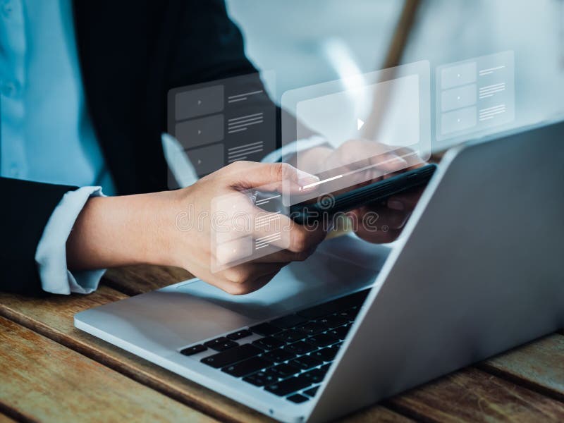 Online Video Tutorial Learning Concept. Play Button Icon on Video ...