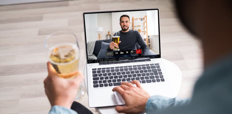 Online Virtual Beer Drinking Party Stock Photo - Image of clinking ...
