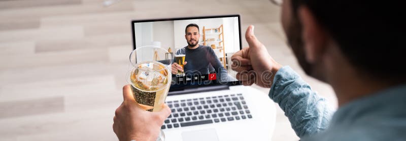 Online Virtual Beer Drinking Party Stock Photo - Image of covid ...