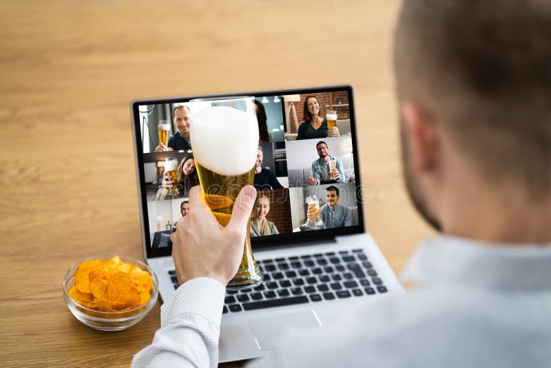 Online Virtual Beer Drinking Party Stock Photo - Image of online ...
