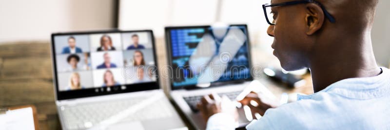 Online Virtual Conference Meeting Stock Image - Image of estimating ...