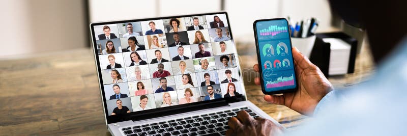 Online Virtual Conference Meeting Stock Image - Image of business ...