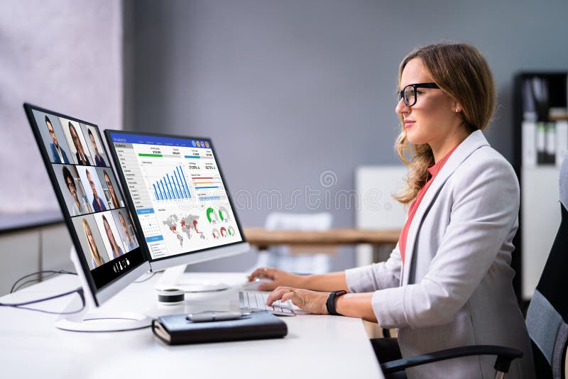 Online Virtual Learning Conference Meeting Stock Photo - Image of group ...