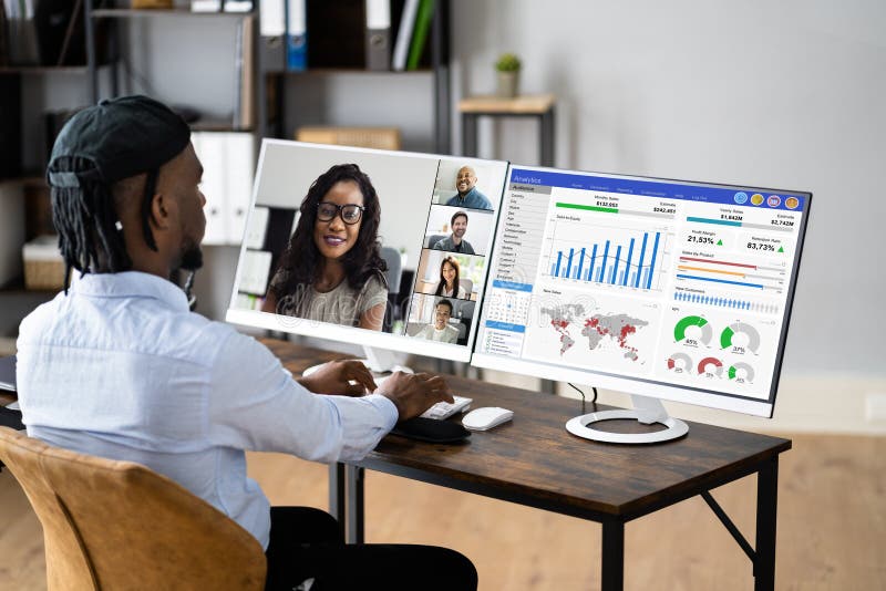 Online Virtual Learning Conference Meeting Stock Photo - Image of ...