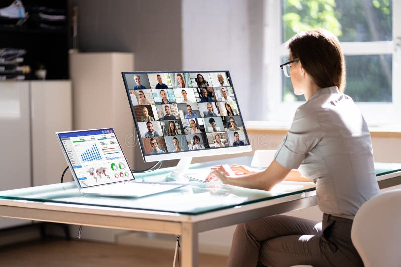 Online Virtual Learning Conference Meeting Stock Photo - Image of ...