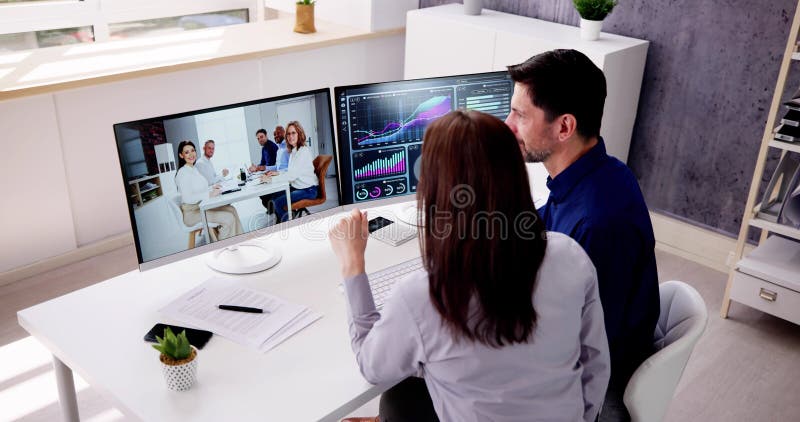 Online Virtual Learning Conference Meeting Stock Image - Image of ...