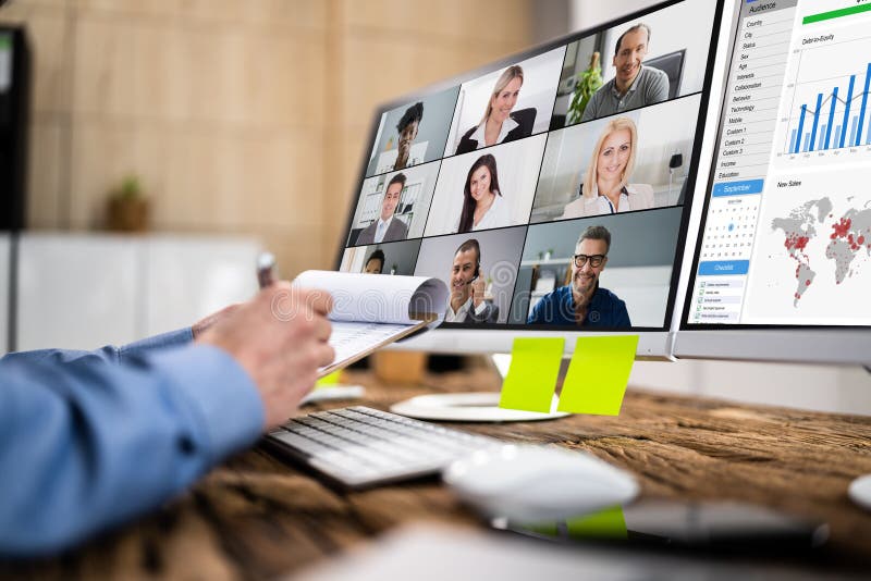 Online Virtual Lecture or Tutorial Meeting Stock Image - Image of ...