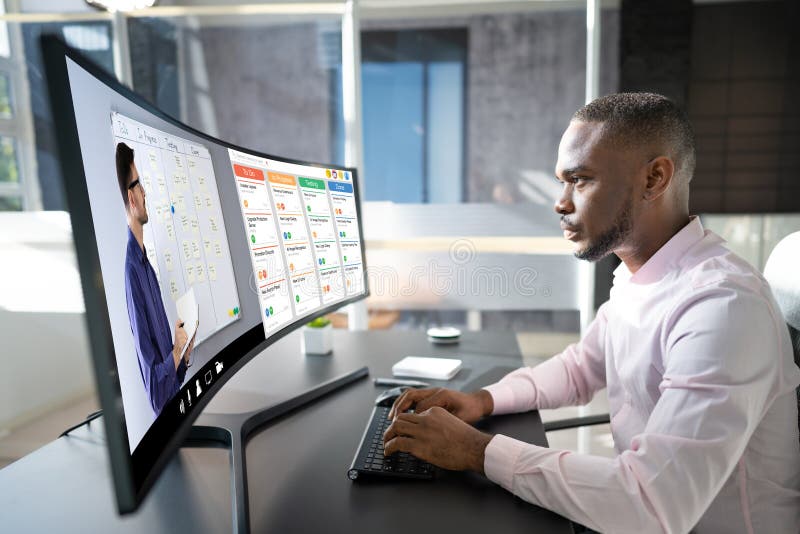 Online Virtual Training Video Conference Webinar Stock Image - Image of ...