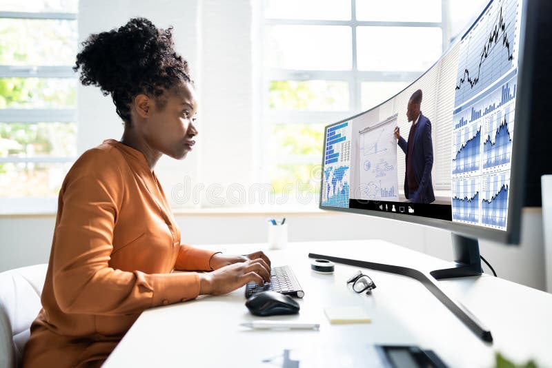 Online Virtual Video Conference Elearning Webinar Stock Image - Image ...