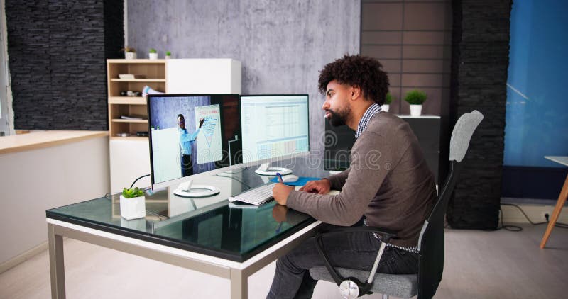 Online Virtual Video Conference Elearning Webinar Stock Image - Image ...