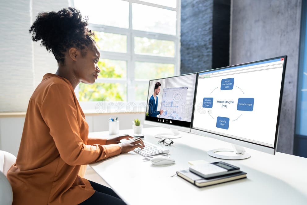 Online Virtual Video Conference Elearning Webinar Stock Photo - Image ...