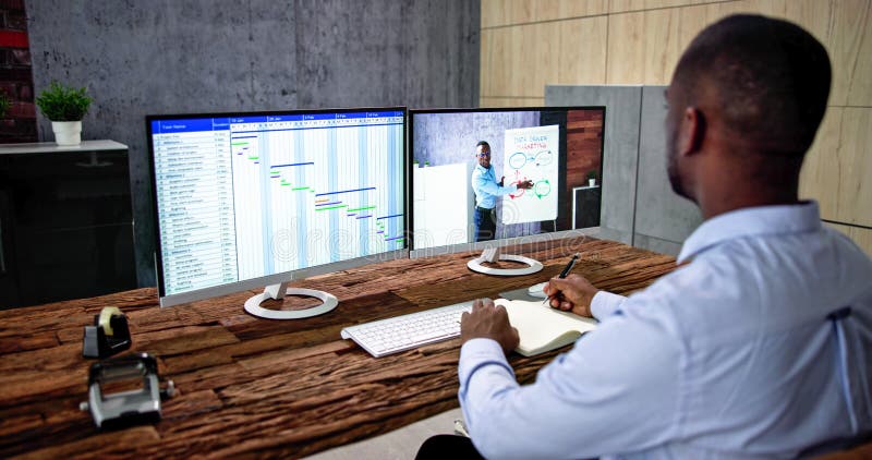 Online Virtual Video Conference Training Stock Photo - Image of scrum ...