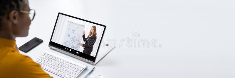 Online Virtual Video Conference Training Stock Image - Image of watch ...