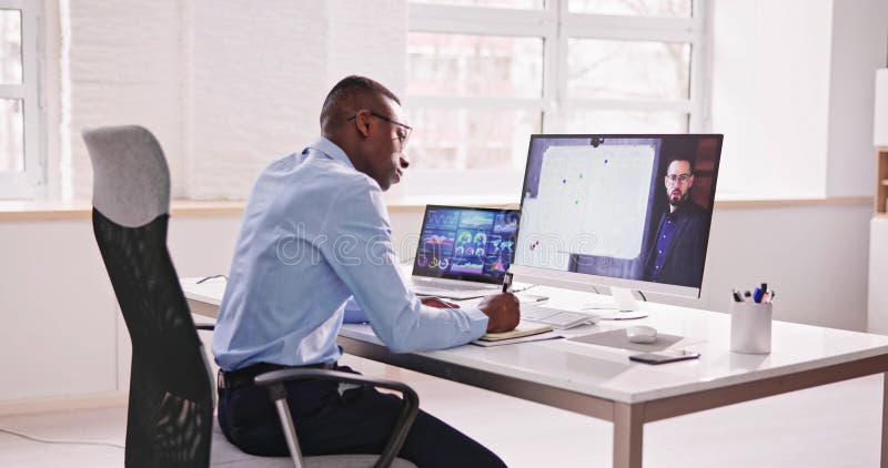 Online Virtual Video Conference Training Stock Image - Image of ...