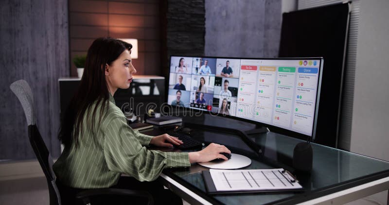 Online Virtual Video Conference Training Stock Image - Image of work ...