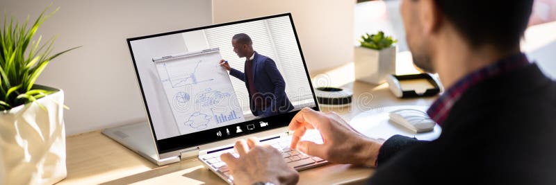 Online Virtual Video Conference Training Stock Photo - Image of office ...