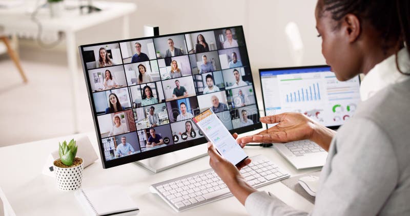 Online Video Conference Work Call Stock Photo - Image of screen ...