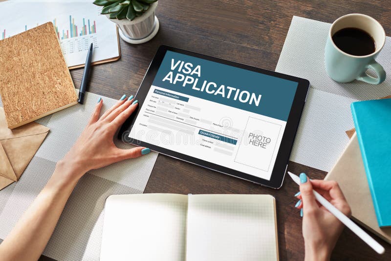 Online Visa Application Form on Screen. Country Visit Permit Stock ...